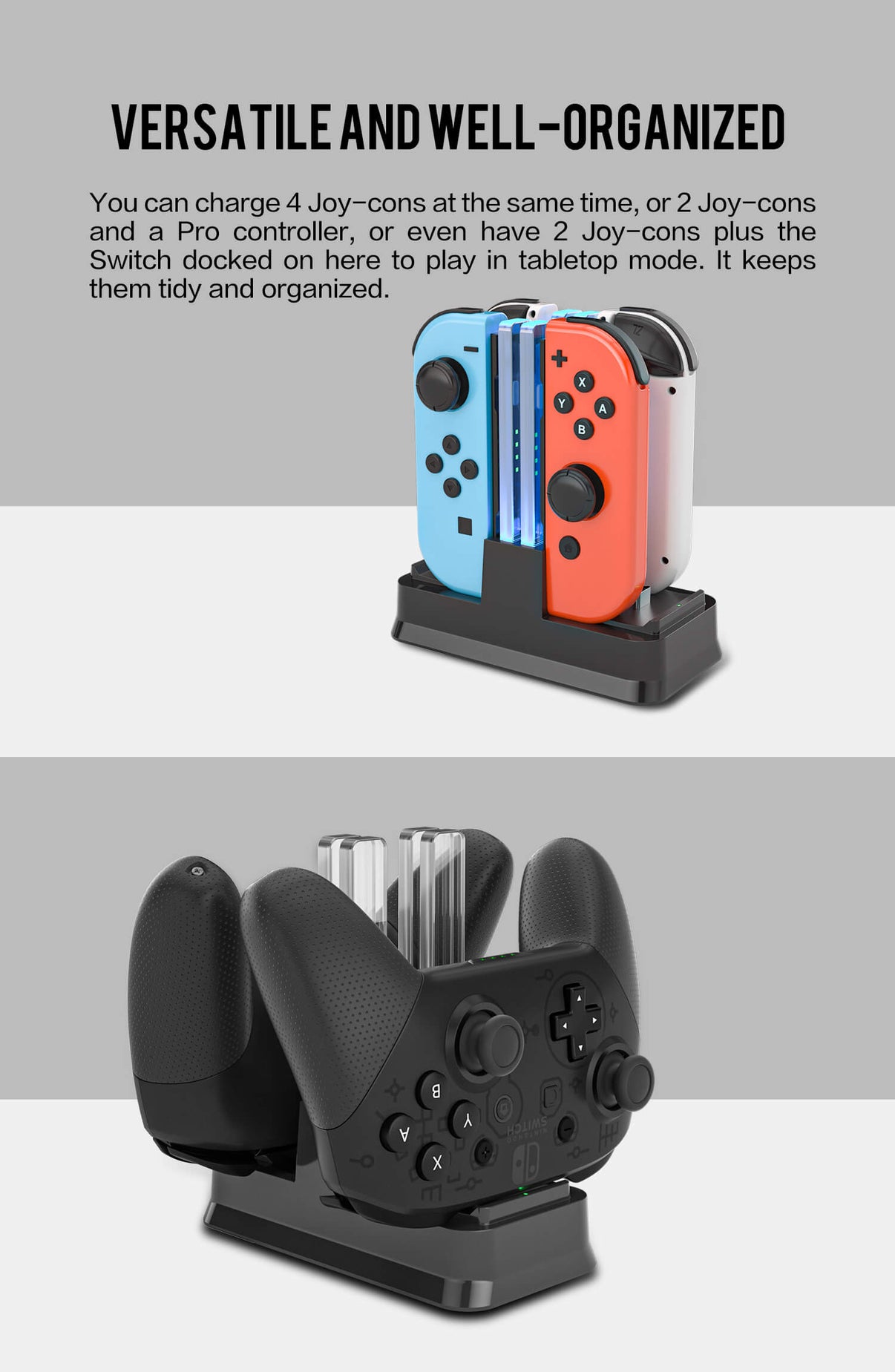 Nintendo Switch Controller Charger for Joy-Cons and Pro Controller ...